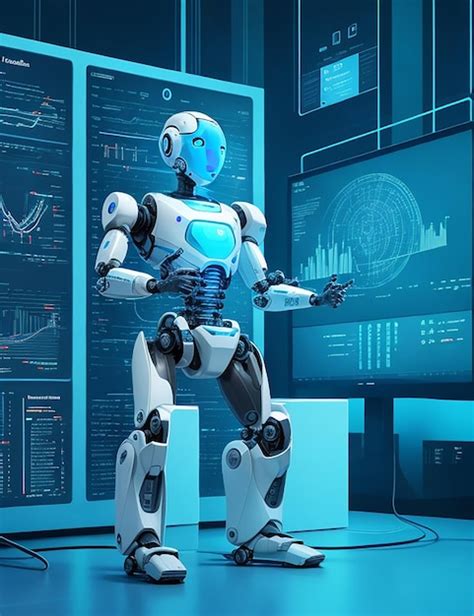 premium ai image automation data analytic with robot and digital