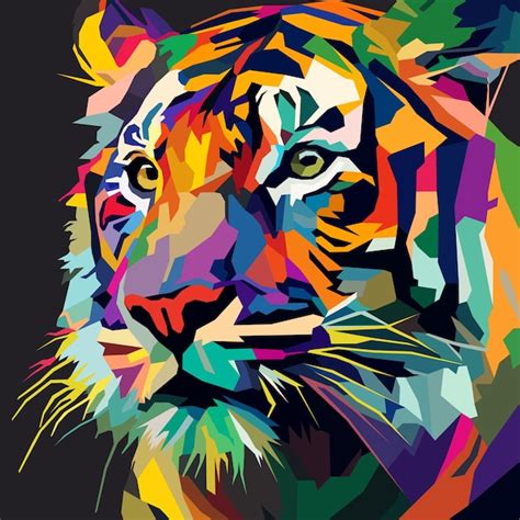 Premium Vector | Tiger face drawn using WPAP art style pop art vector illustration