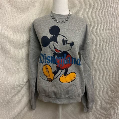 Disney Tops Disneyland Crew Neck Sweatshirt Grey Mickey Mouse Womens Medium Classic Logo