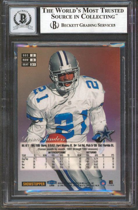 Charitybuzz Deion Sanders Signed Rare 1998 Flair Showcase Card