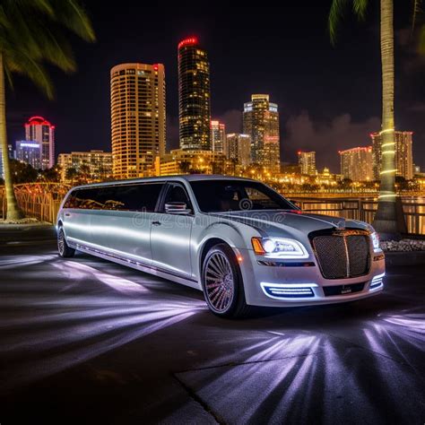 Luxurious Limousines Under The Spotlight Stock Image Image Of