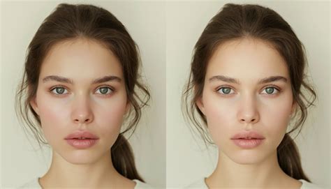 Beautiful Young Woman Before And After Makeup Applying Comparison