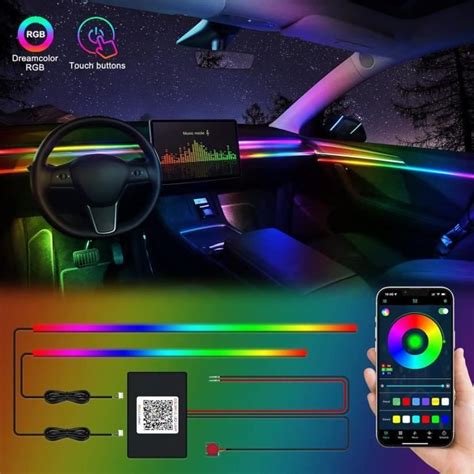 Bande Led Pour Intérieur De Voiture En Acrylique Avec Application Sans Fil Kit D Éclairage D