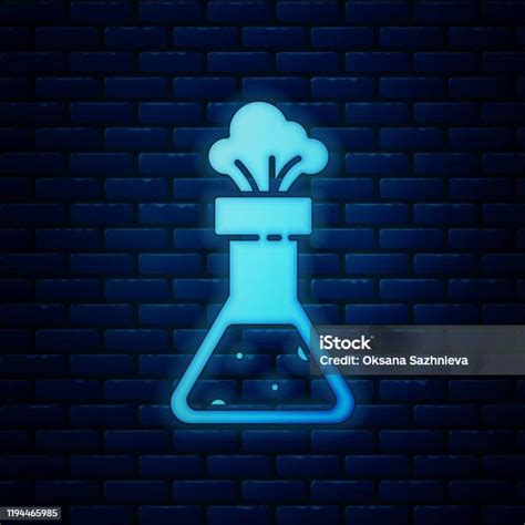 Gloeiende Neon Reageerbuis En Kolf Chemisch Laboratoriumtest Pictogram