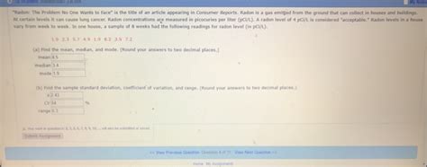 Solved Radon The Problem No One Wants To Face Is The Chegg Com