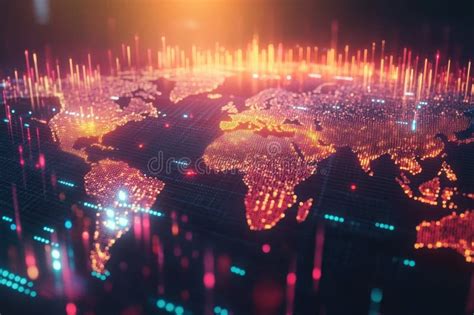 Global Network Data Visualization World Map Digital Technology Stock