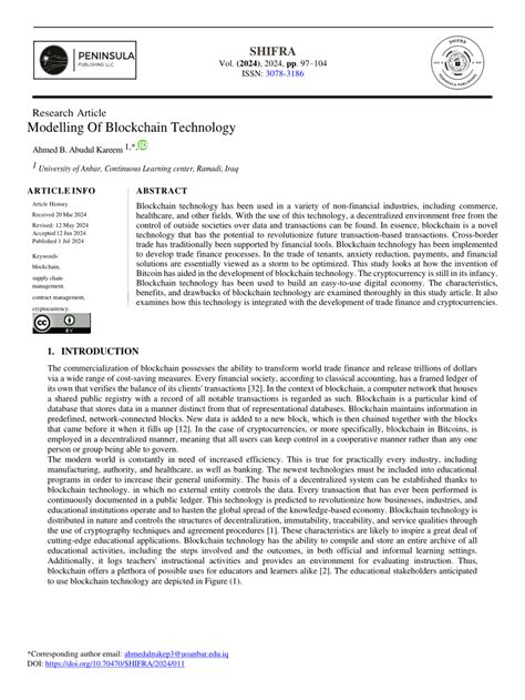 Pdf Modelling Of Blockchain Technology