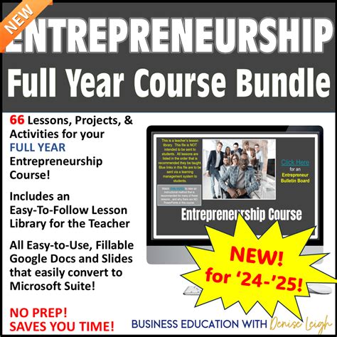 Entrepreneurship Course 66 Lessons Activities And Projects For A Full