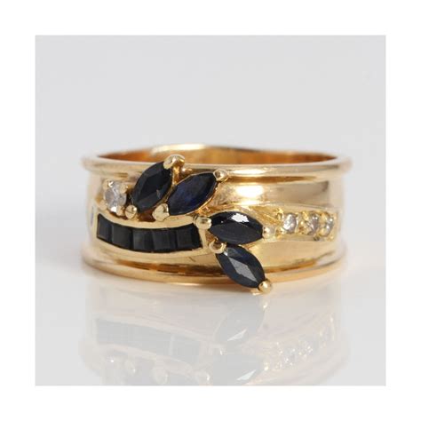 Comprar Anillo De Oro Con Zafiros Y Diamantes De Segunda Mano E353692
