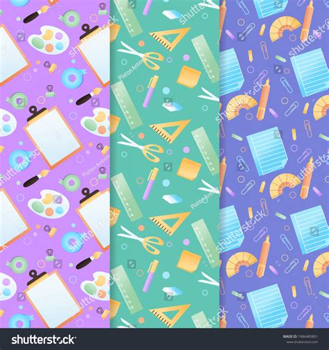 School Pattern Background Back School Wallpaper Stock Vector Royalty