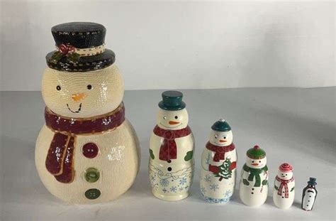 Snowman Cookie Jar And Nesting Snowman Hash Auctions