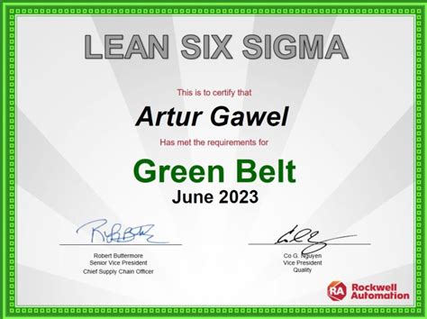 I Am Happy To Announce That I Have Passed Green Belt Certification Within… Artur Gaweł