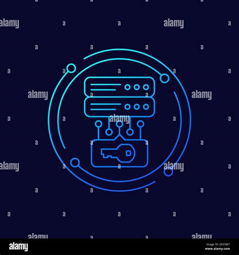 Server And A Key Access Control Line Vector Icon Stock Vector Image