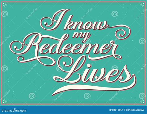 I Know My Redeemer Lives Green With Frame Stock Vector Illustration