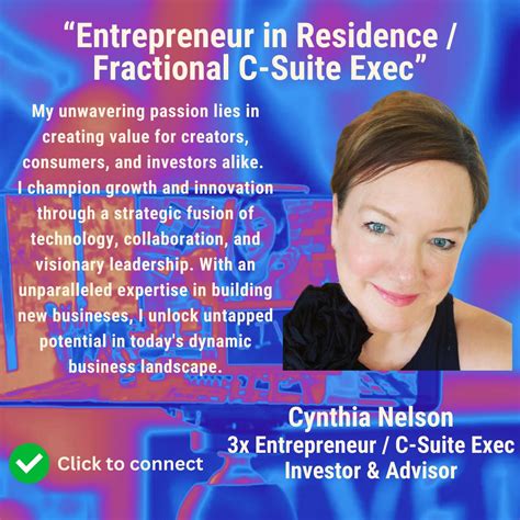 Cynthia Nelson On Linkedin Startups Media Entertainment Technology Ai Eip Fractional Vc