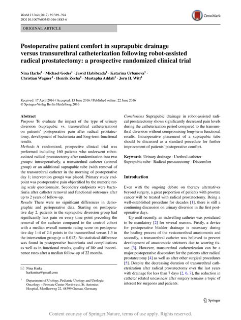 Postoperative Patient Comfort In Suprapubic Drainage Versus