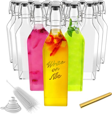 2 Pack Swing Top Color Glass Bottles W Airtight Stopper 33
