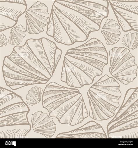 Seashell Seamless Pattern Summer Holiday Marine Background Underwater Ornamental Textured