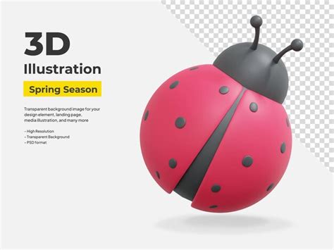 Premium Psd Red Ladybug Spring Icon Illustration
