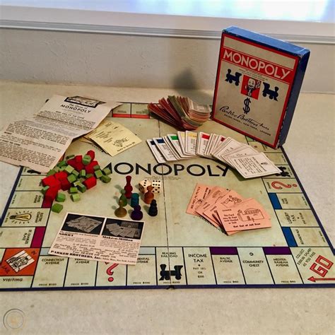 Vintage 1935 Monopoly Game Complete With All Wooden Pieces Dicecards