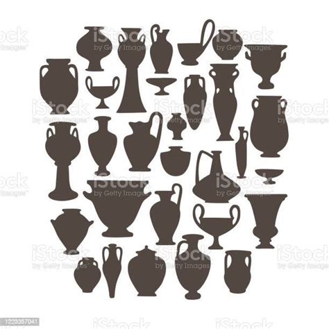 แจกันโบราณชุดของ เครื่องปั้นดินเผากรีกและโรมัน Amphoras เรือขวด