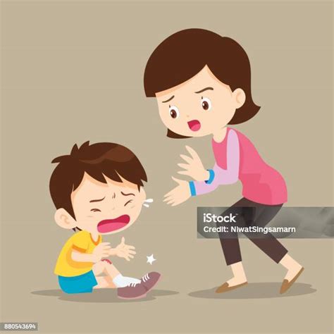 그의 다리에 상처와 소년 보고 어머니 보살핌에 대한 스톡 벡터 아트 및 기타 이미지 보살핌 상처 아이 Istock