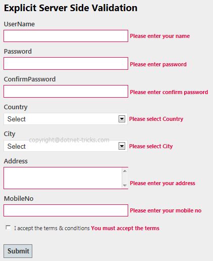 Server Side Model Validation In Mvc Razor