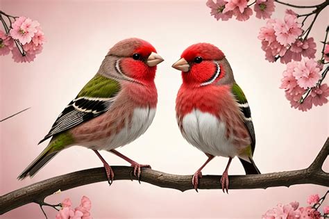 Premium Ai Image Couple Of Romantic Finch Birds On A Branch Love