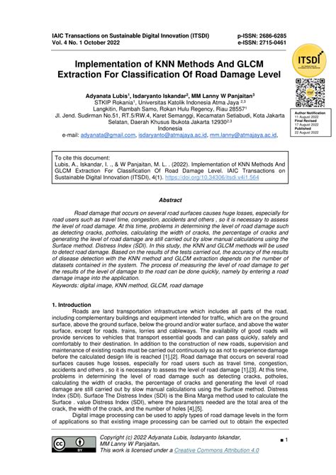 Pdf Implementation Of Knn Methods And Glcm Extraction For