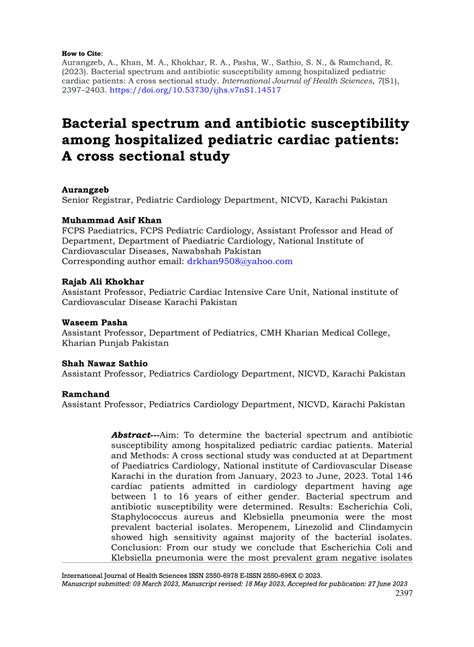 Pdf Bacterial Spectrum And Antibiotic Susceptibility Among