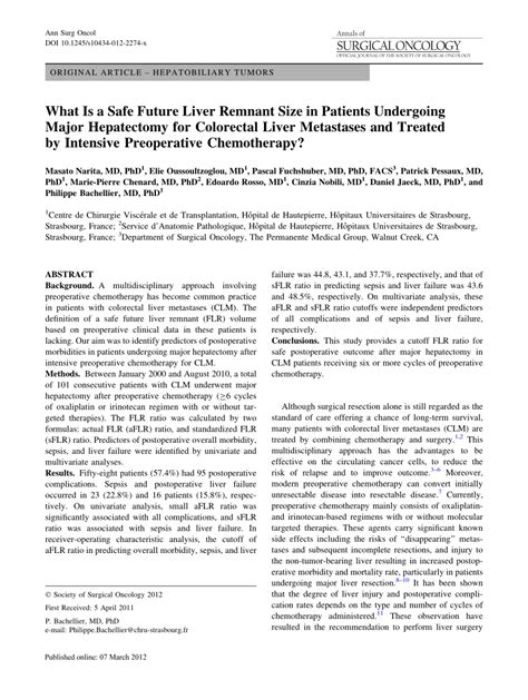 Pdf What Is A Safe Future Liver Remnant Size In Patients Undergoing