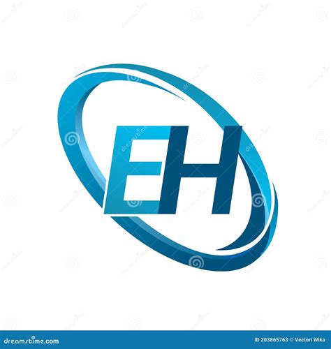 Letter Eh Logotype Design For Company Name Colored Blue Swoosh Vector
