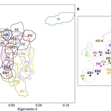 2 Snp Based Pca Of 2 457 European Individuals From 23 Subpopulations