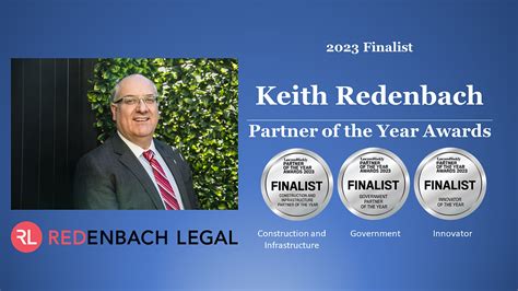 Keith Redenbach Named As A Finalist In 3 Categories For Lawyers Weeklys Partner Of The Year Awards