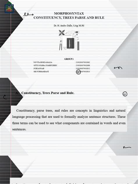 Group 1 Ppt Morphosyntax Constituency Trees Parse And Rule Pdf