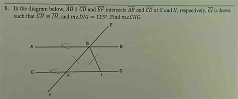 8 In The Diagram Below Overline ABparallel Overline CD And Overline
