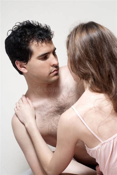 Young Couple During Foreplay In Bed Stock Image Image Of Newlyweds