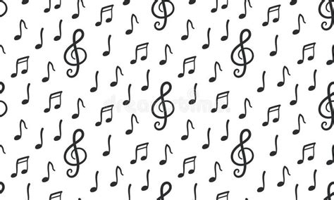 Music Notes Seamless Pattern Black Treble Clef Music Background Flat