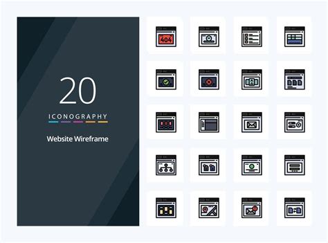 20 Website Wireframe Line Filled Icon For Presentation 19669571 Vector Art At Vecteezy