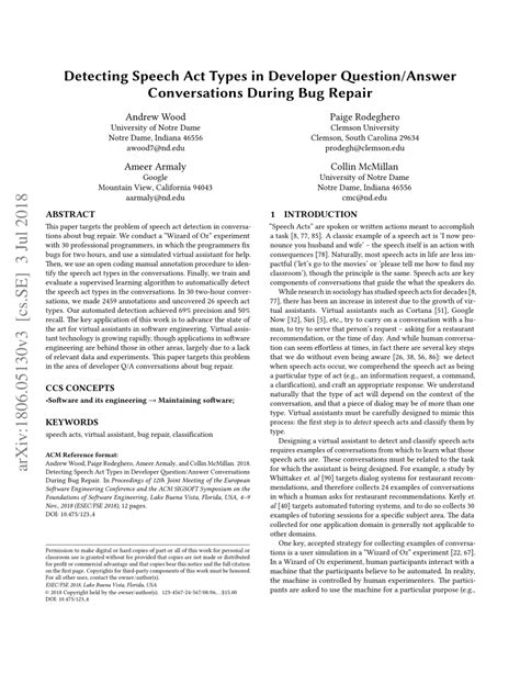 Pdf Detecting Speech Act Types In Developer Questionanswer