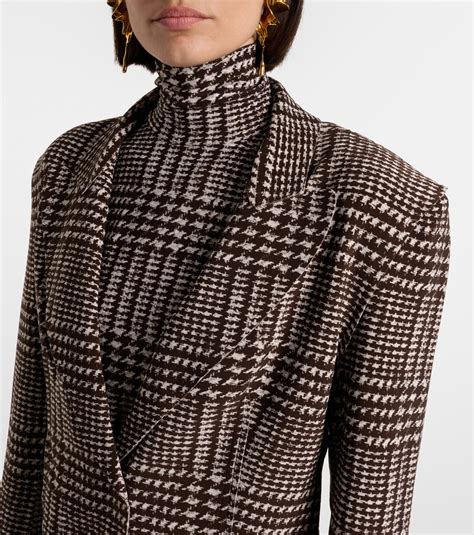 Houndstooth Cropped Blazer In Brown Norma Kamali Mytheresa