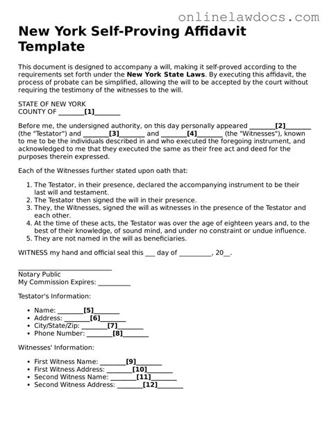 New York Self Proving Affidavit Template ️
