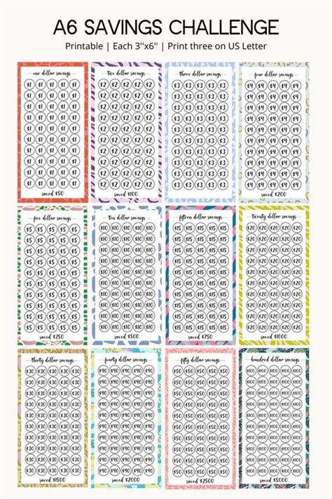 Bundle 12 Printable Savings Challenge A6 Saving Tracker A6 Etsy