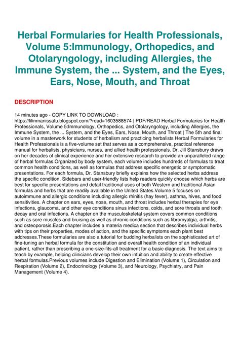 Ppt Pdf Herbal Formularies For Health Professionals Volume 5