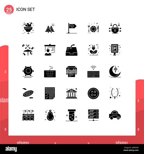 Set Of 25 Modern Ui Icons Symbols Signs For Hotel Sign Trees Mark Flag Editable Vector