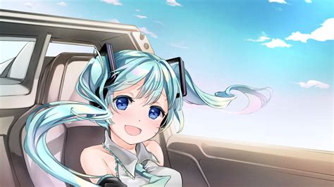 Safebooru 1girl D Bare Shoulders Blue Eyes Blue Hair Blue Sky Blush