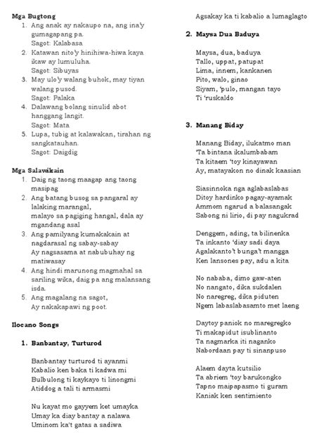 Bugtong Salawikain Kanta Pdf