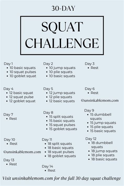 30 Day Full Body Workout Challenge Unsinkable Mom