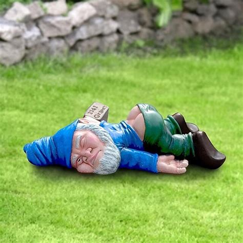 1pc Drunken Garden Gnome Statue 5 91inch Resin Garden Gnome Crafts