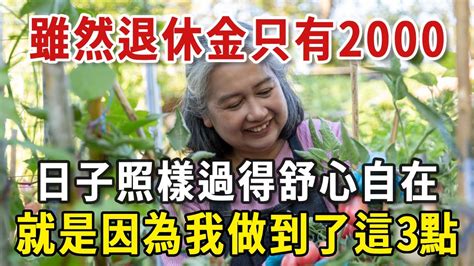雖然只有2000退休金，但是我變成了人人羨慕的老太太！只要做到這3點，日子舒心自在美滋滋！退休 養老 老人書 Youtube